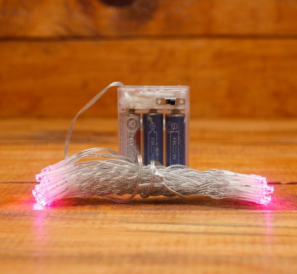 Luces Led de Pilas Rosa con 30 Foquitos 3 Metros Largo LDNMX